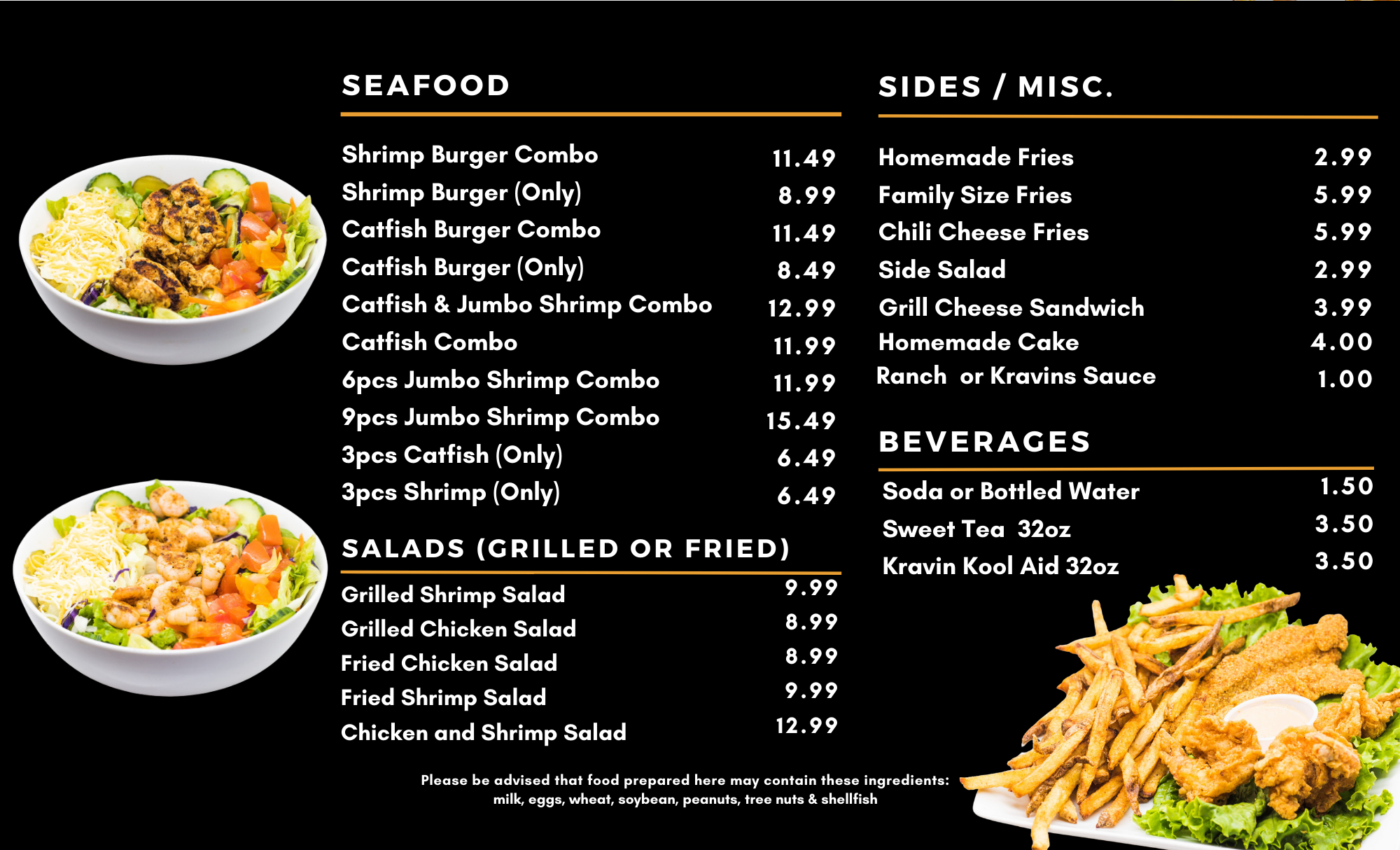 Kravens Menu Sioux Falls